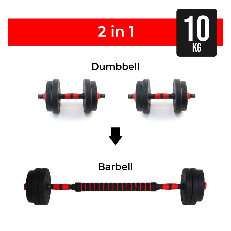 Jual Barbell Set 10Kg | Dumbbell Barbell Set 2in1 | Alat Olahraga / Gym ...