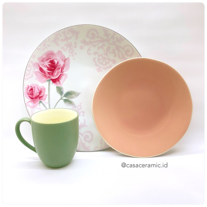 Jual DINNER SET KERAMIK PIRING KERAMIK SET ROSE (DINNER PLATE, SALAD ...