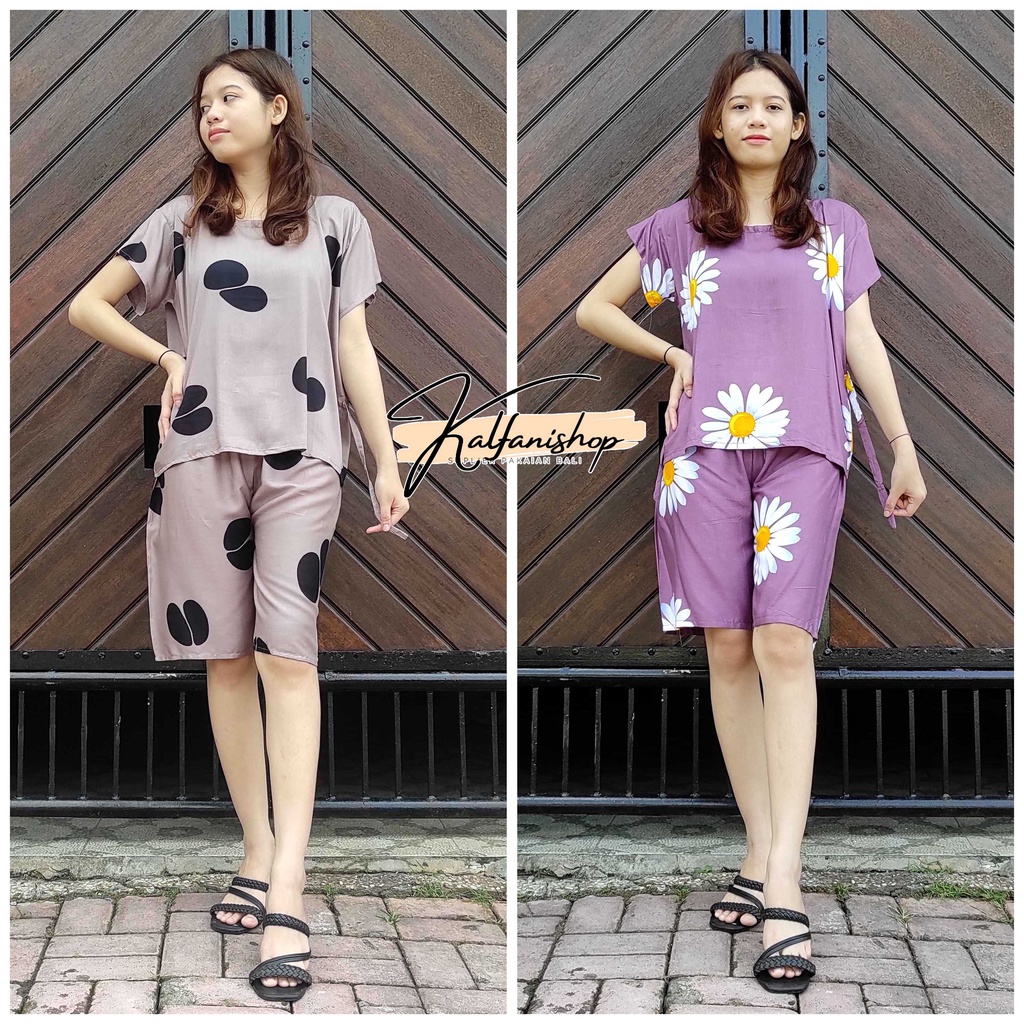 Jual Babydoll Setelan Pendek Bali Coffee | Shopee Indonesia