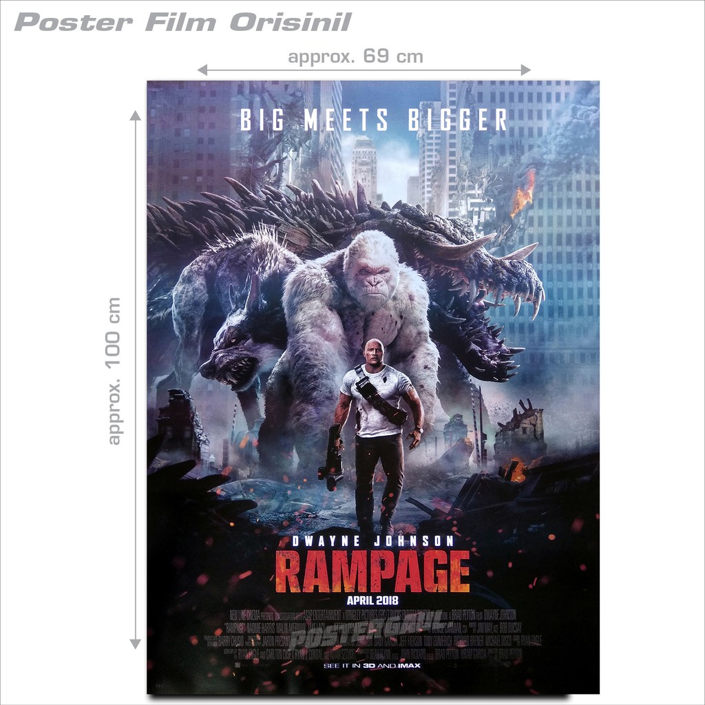 Jual Poster Film RAMPAGE - original Indonesian one sheet, ukuran 69 x ...