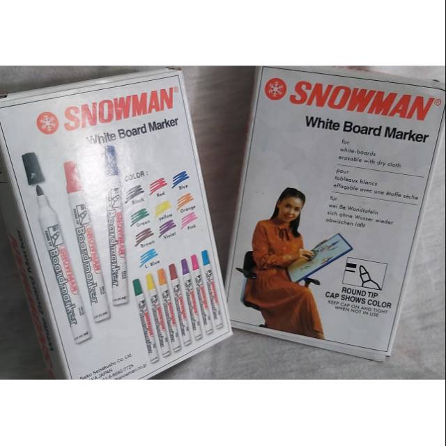 Jual SPIDOL SNOWMAN WHITE BOARD MARKER HITAM BG-12 HARGA 1 KOTAK ISI 12 ...