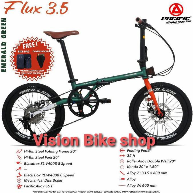 Jual Sepeda Lipat 20 Pacific Flux 3.5 Steel Frame 8 Speed Black Box ...