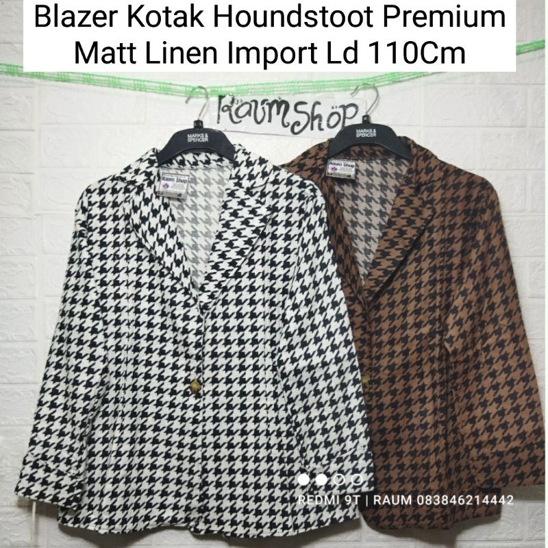 Jual Outer Blazer Wanita Kotak Houndstooth Ala EXTU Hitam Putih Ld 110Cm Bahan Linen Bangkok ...