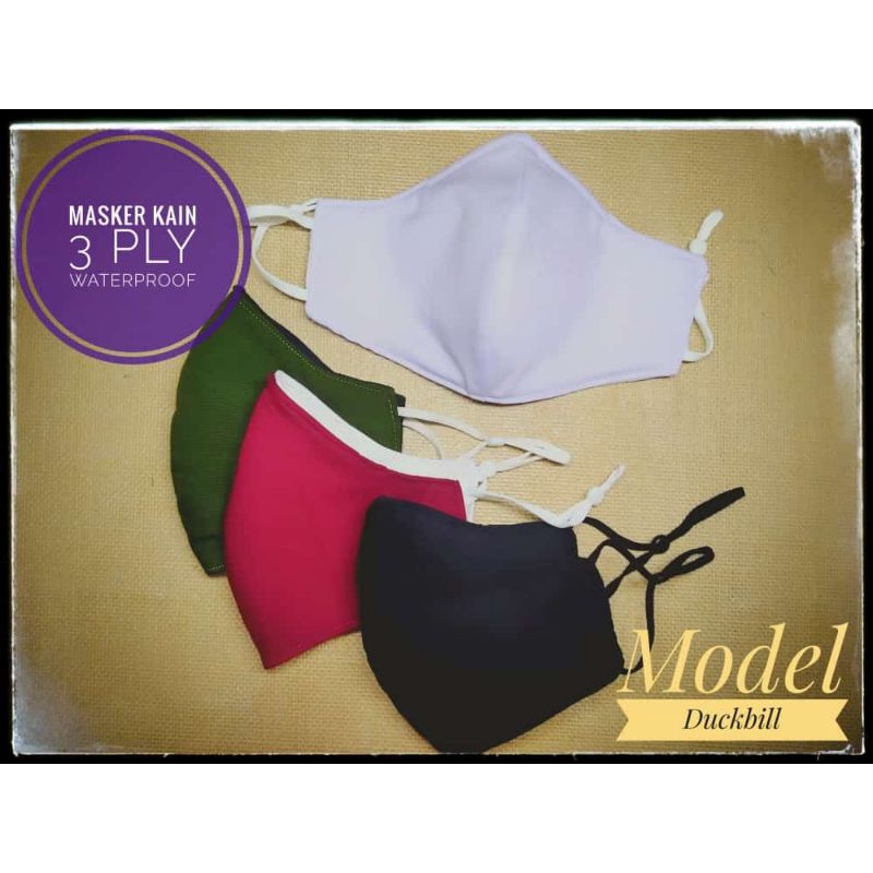 Jual Masker kain 3 ply non medis model duckbill waterproof | Shopee ...