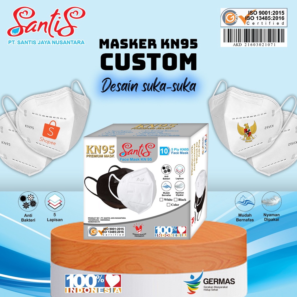 Jual Masker KN 95 Custom / Masker Custom Logo / Masker Custom Santis ...