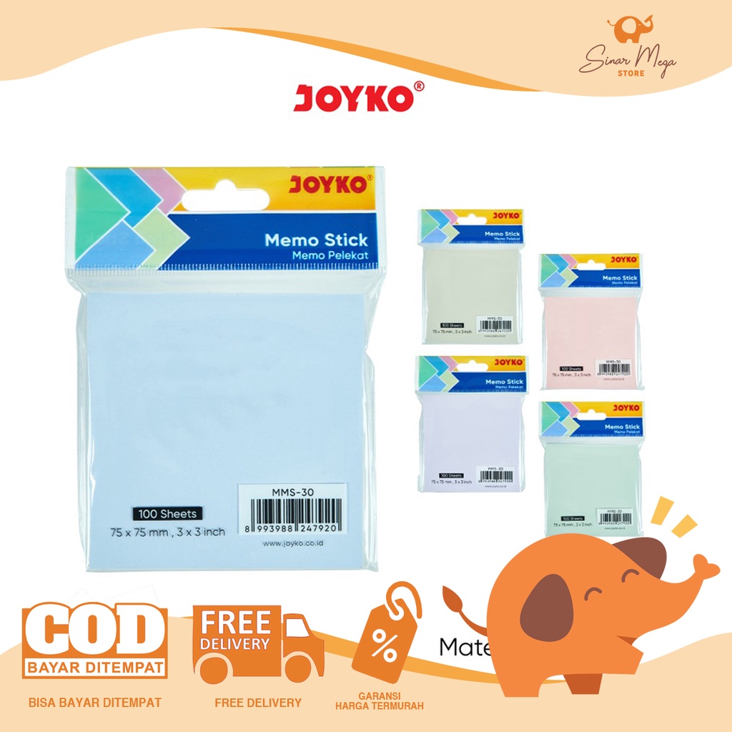 Jual Joyko Memo Stick MMS 30 Colors / Sticky Notes Tempel Lucu Unik ...