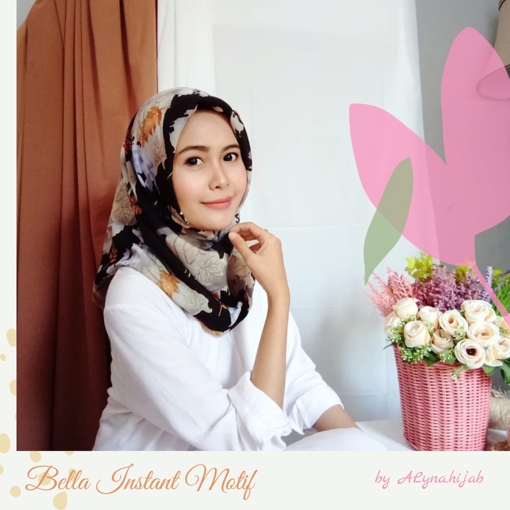 Jual Jilbab Instant Bella Motif / Hijab Motif Pollycotton | Shopee ...
