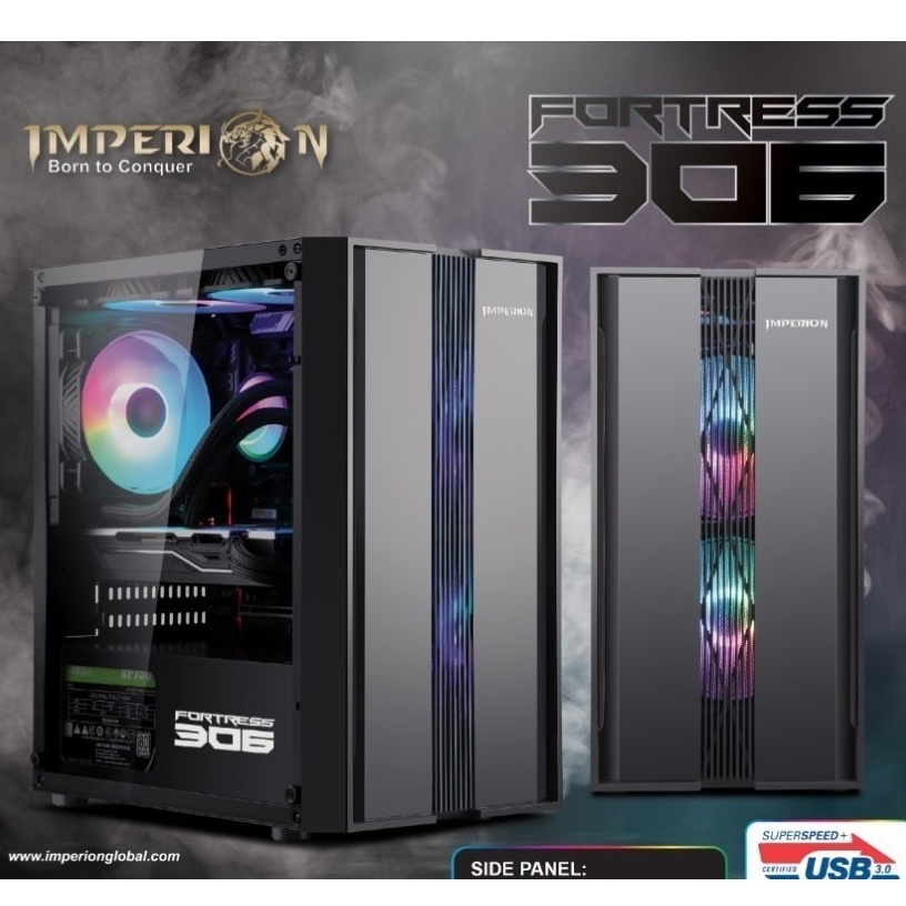 Jual Imperion Casing Fortress 306 ( include 3 Fan RGB ) | Shopee Indonesia