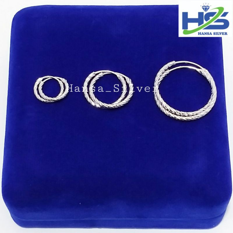 Jual Anting Perak Asli Silver 925 Lapis Emas Putih Model Ring Gipsi Ukir - Anting Wanita Anti ...