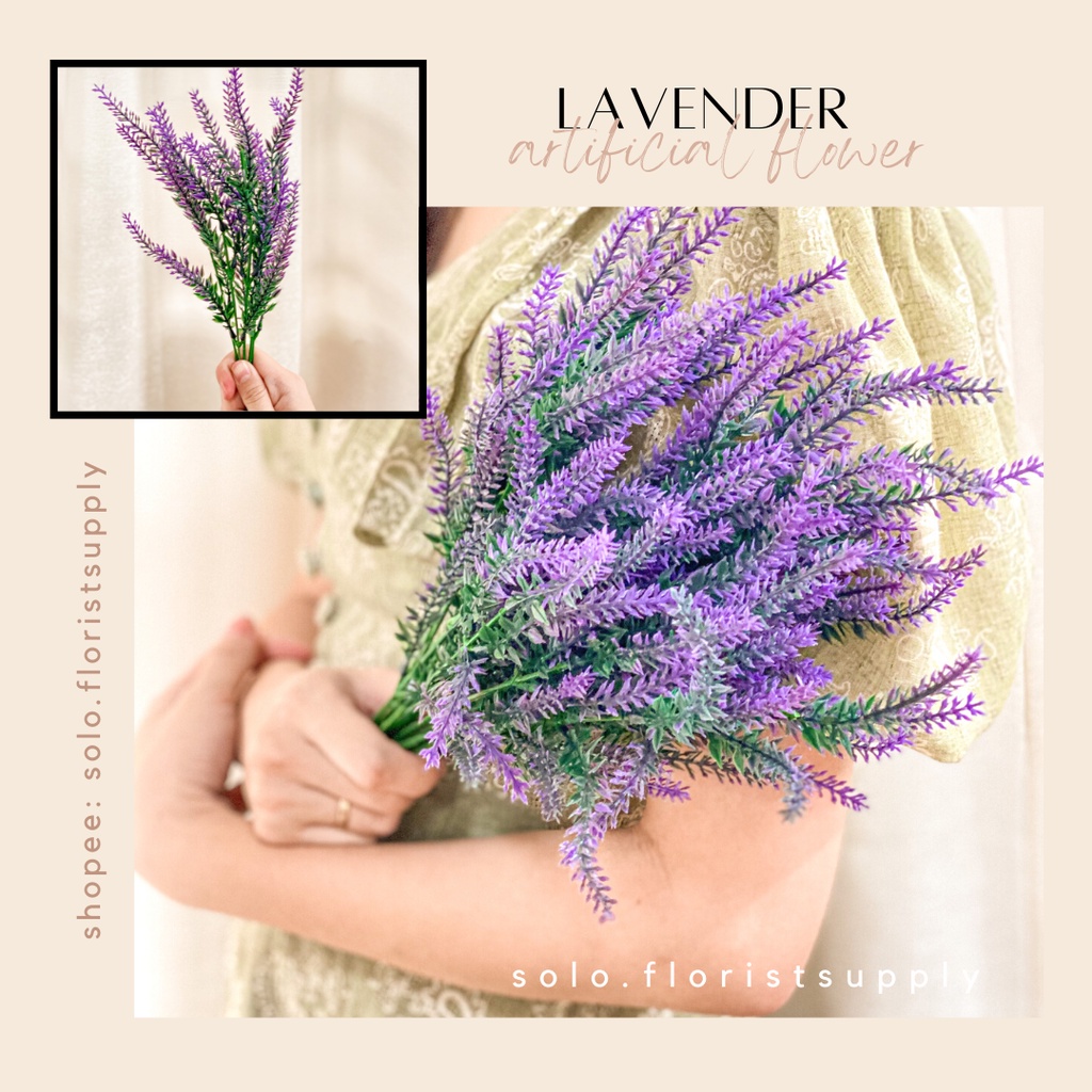 Jual 25 LAVENDER ARTIFICIAL 5 CABANG/bunch BUNGA LAVENDER SNOWY PLASTIK ...