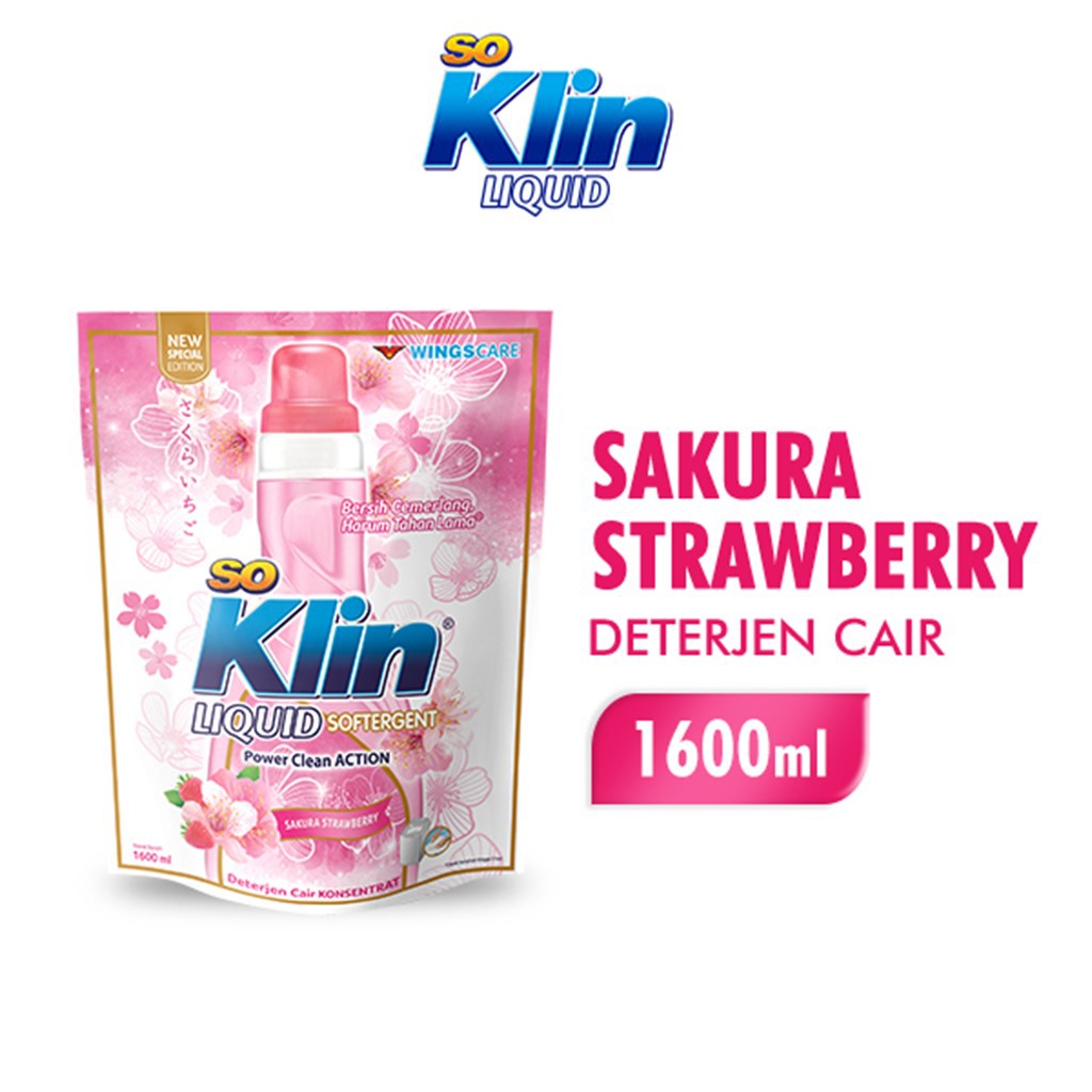 Jual Soklin Deterjen Cair Sakura Strawberry Pouch 1600 ml | Shopee ...