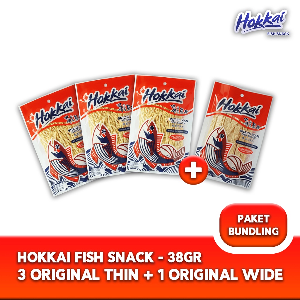 Jual Hokkai Fish Snack Bundling 3 Original Thin 38 Gram -1 Original ...
