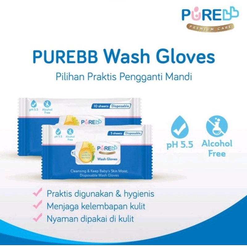 Jual PUREBB / SD WASH GLOVES / Waslap Washlap Basah isi 2 / 4 /5 / 10 ...