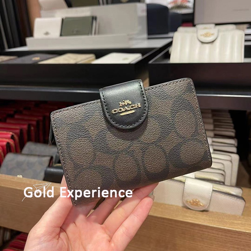 Jual COACH Ladies folding purse card bag pocket wallet signature canvas ...