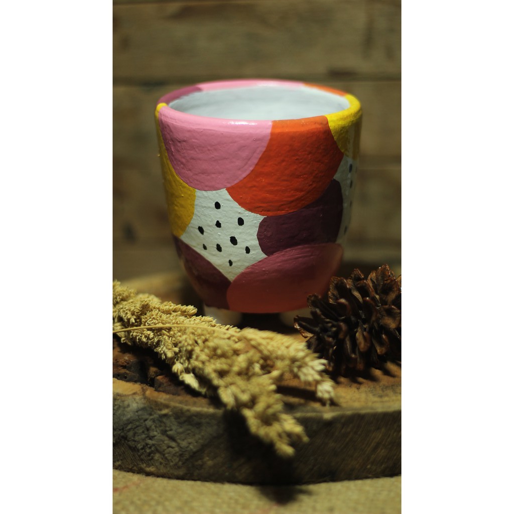 Jual POT LUKIS VAS HIAS GERABAH GAMBAR MOTIF CUSTOM POT KAKI ESTETIK ...