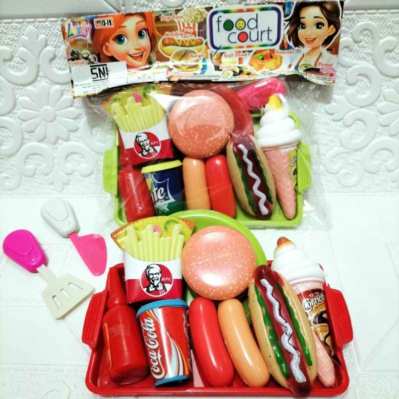 Jual Masak Masakan Mainan Anak Food Court KFC Mainan Burger Nampan ...