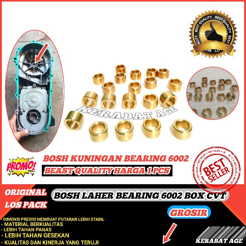 Jual BUSH/BOS BEARING CVT 6002 BEAT VARIO KUNINGAN 1 PCS | Shopee Indonesia