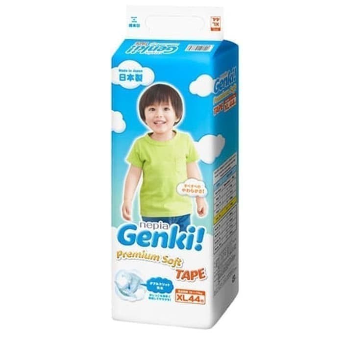 Jual Diapers NEPIA GENKI Premium Soft Tape Extra Large XL 44 Perekat ...