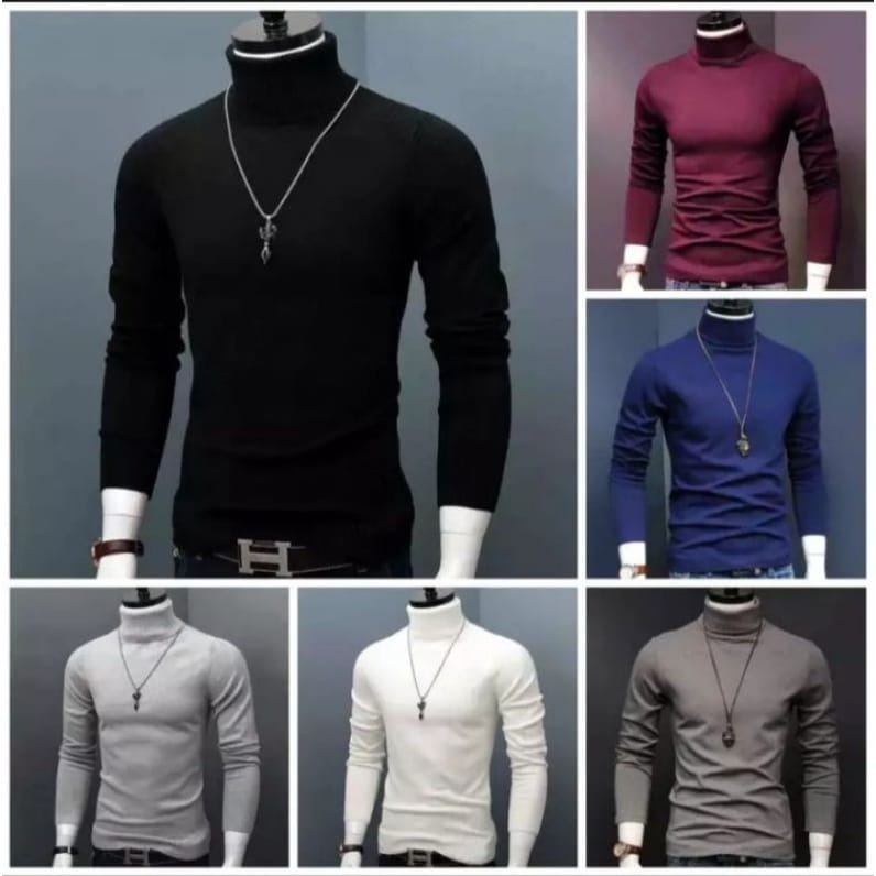 Jual SWEATER RAJUT Rajut LONG NECK POLOS/Sweater KOREAN Masa kini ...