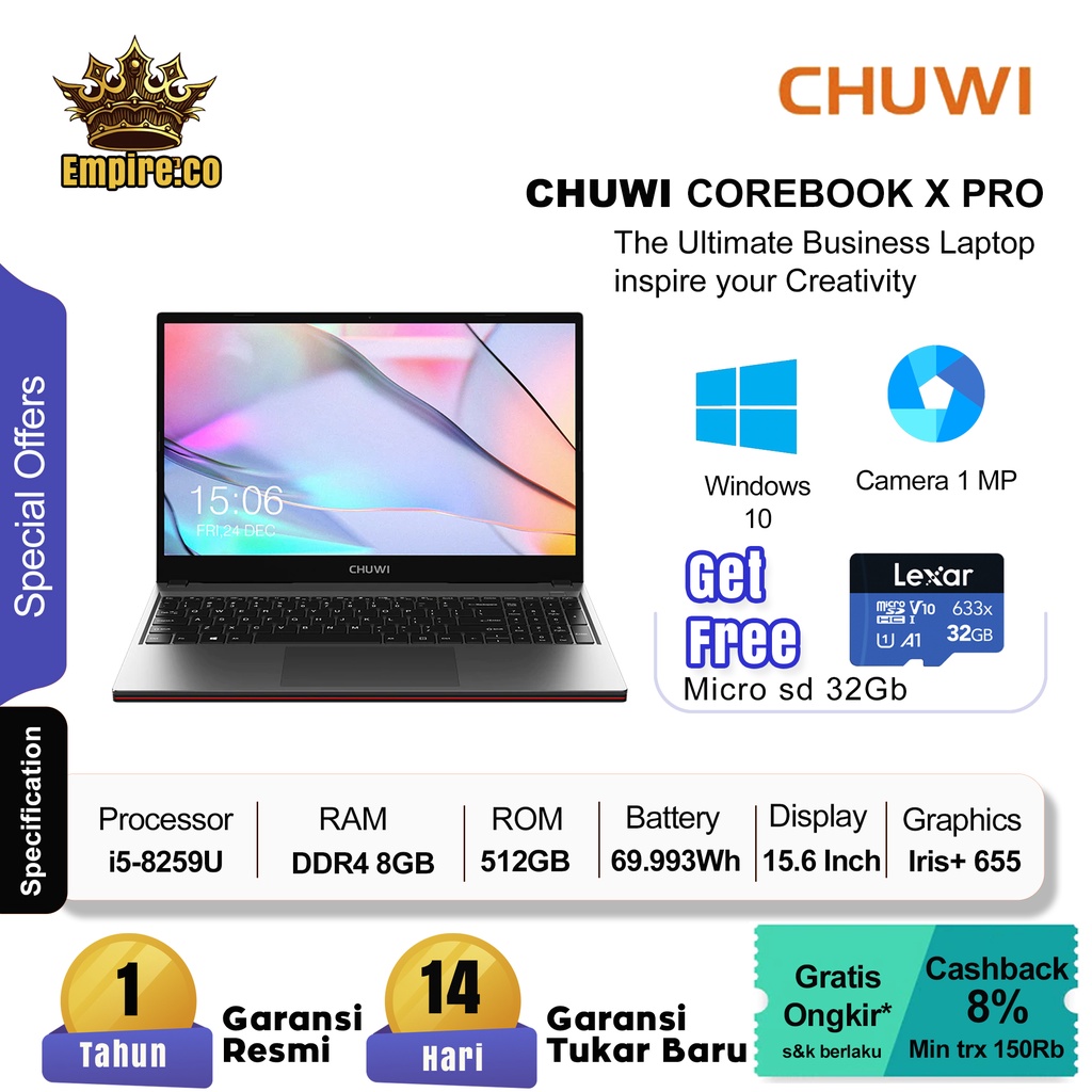Jual Laptop CHUWI CoreBook X Pro 15.6 inch Intel Core i5 | Shopee Indonesia