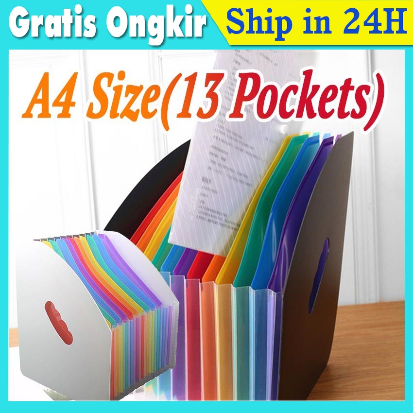 Jual 13 Sekat File Folder A4 Foldable Meja Dokumen Map Stand Organ ...