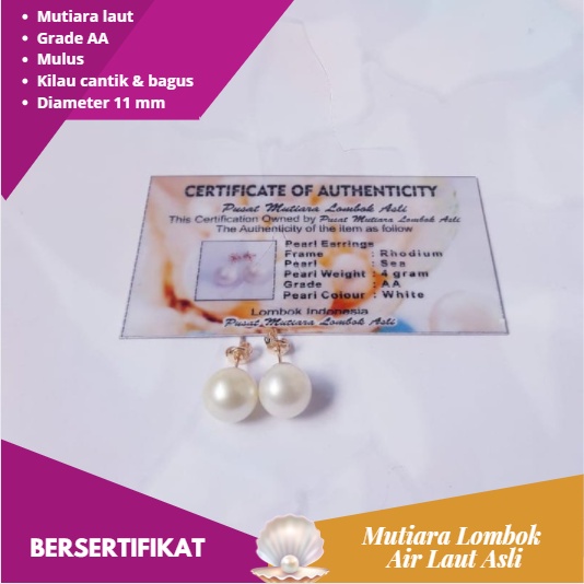 Jual GIWANG ANTING MUTIARA LOMBOK ASLI AIR LAUT PUTIH / PERHIASAN MUTIARA ASLI LOMBOK GML012 ...
