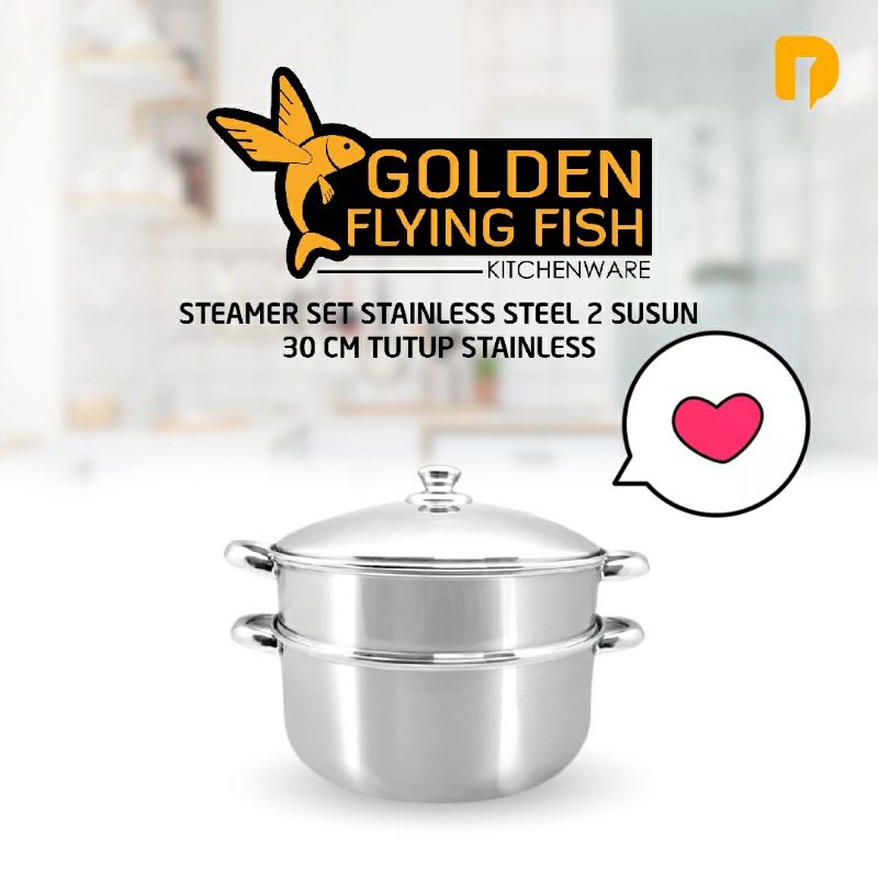 Jual Golden Flying Fish Steamer Set Stainless Steel 2 susun 30 cm Tutup ...