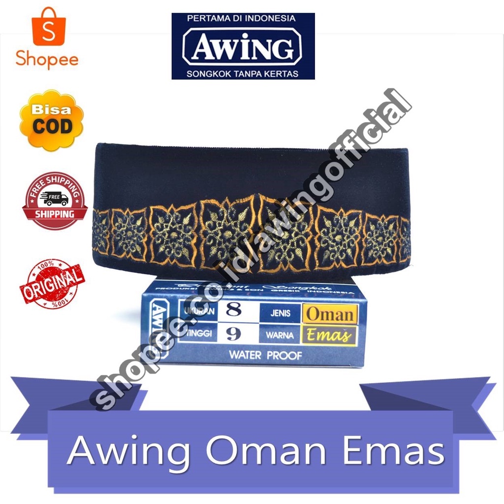 Jual Songkok Awing Bordir Oman Emas Kopiah Awing Original | Shopee ...