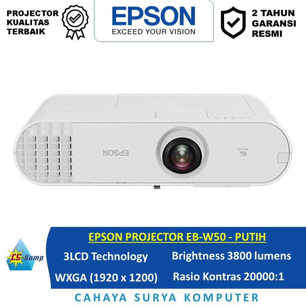 Jual EPSON PROJECTOR EB-W50 | 3LCD Technology | WXGA(1920 x 1200 ...