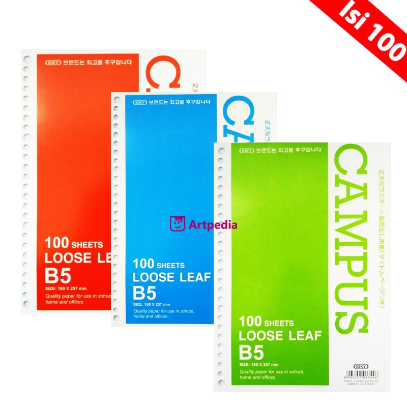 Jual Kiky Loose Leaf B5 (Pak Isi 100 Lembar) BERGARIS - Isi Binder B5 - Kertas Binder - Kertas ...