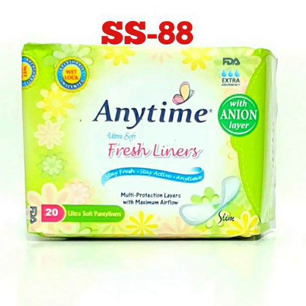Jual ANYTIME FRESH LINERS ~ PANTYLINERS WITH ANION LAYER (20 pcs ...