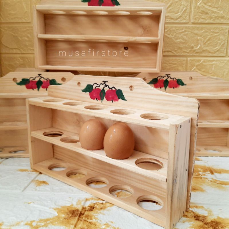 Jual TEMPAT TELUR/WADAH TELUR KAYU/RAK TELUR SUSUN/BOX TELUR/KOTAK ...
