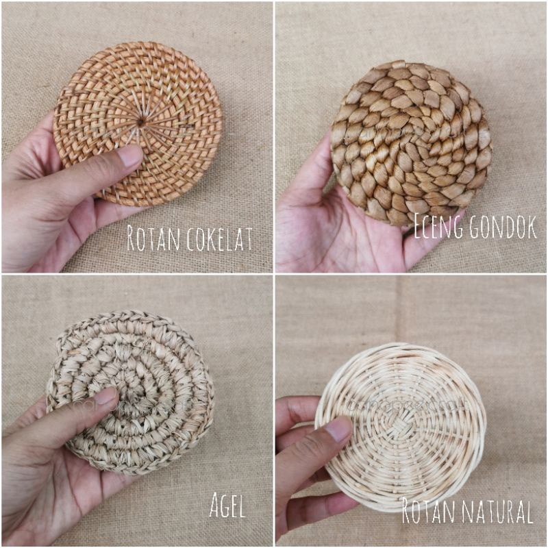 Jual COASTER BULAT / TATAKAN GELAS ROTAN AGEL ECENG GONDOK PANDAN ...