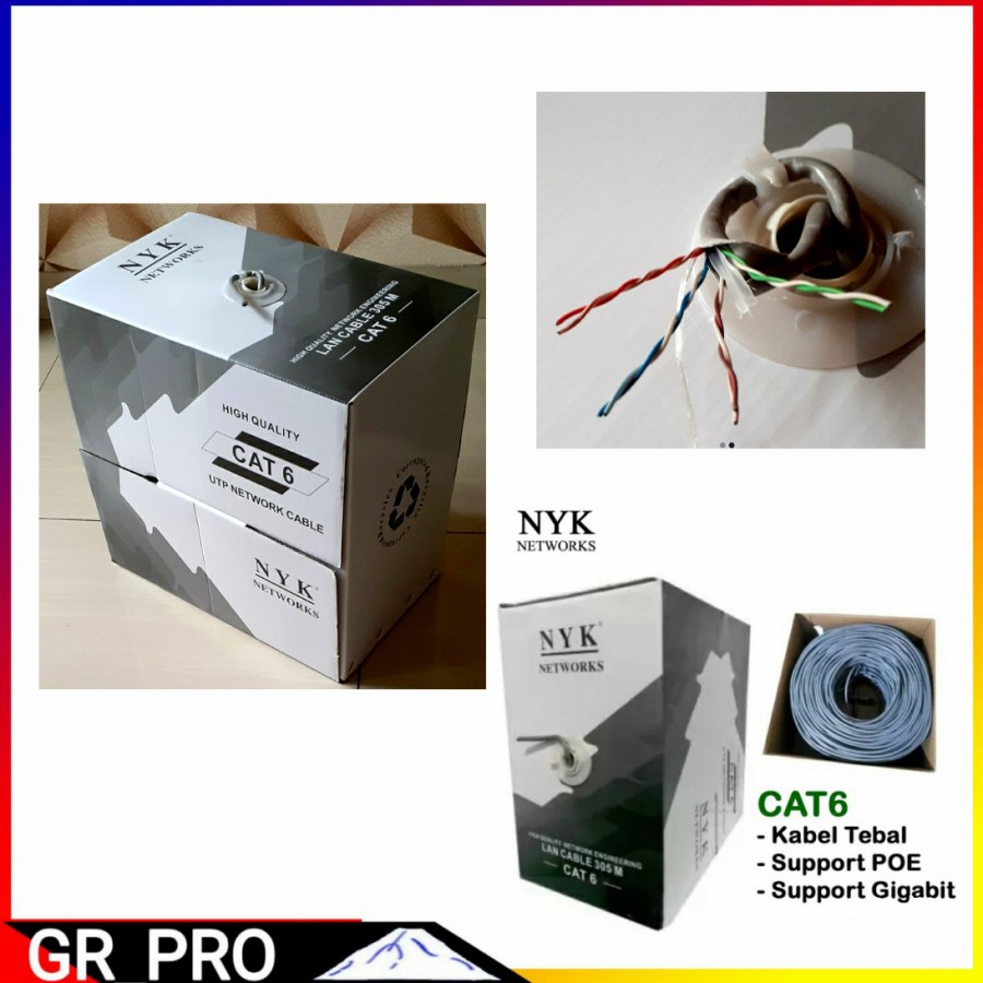 Jual KABEL LAN roll UTP CAT 6 NYK 305M HIGH QUALITY panjang cat6 305 meter indoor | Shopee Indonesia