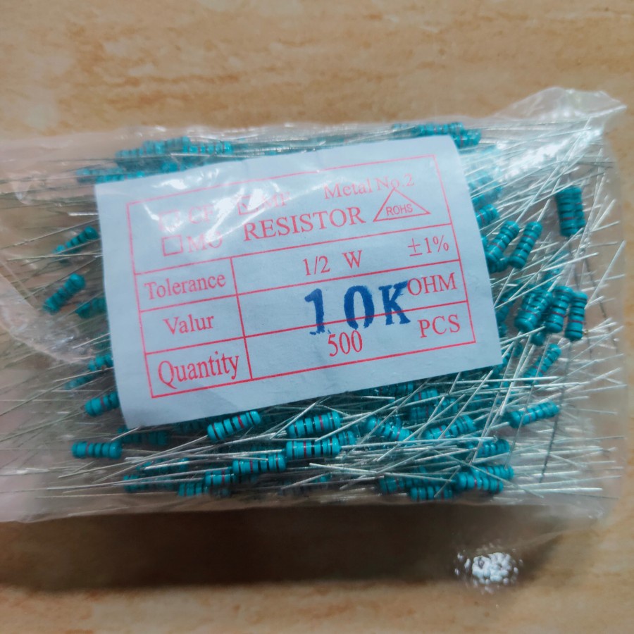 Jual Resistor 10K Ohm 0.5w 1/2 watt per 10pcs | Shopee Indonesia