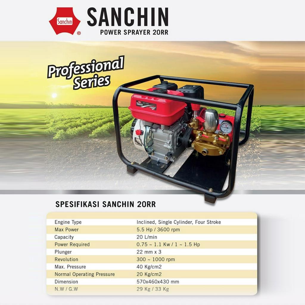 Jual SANCHIN SCN 20 RR SCN 20RR - POWER SPRAYER PAKET MESIN BENSIN TASCO / POWER SPRAYER SANCHIN ...