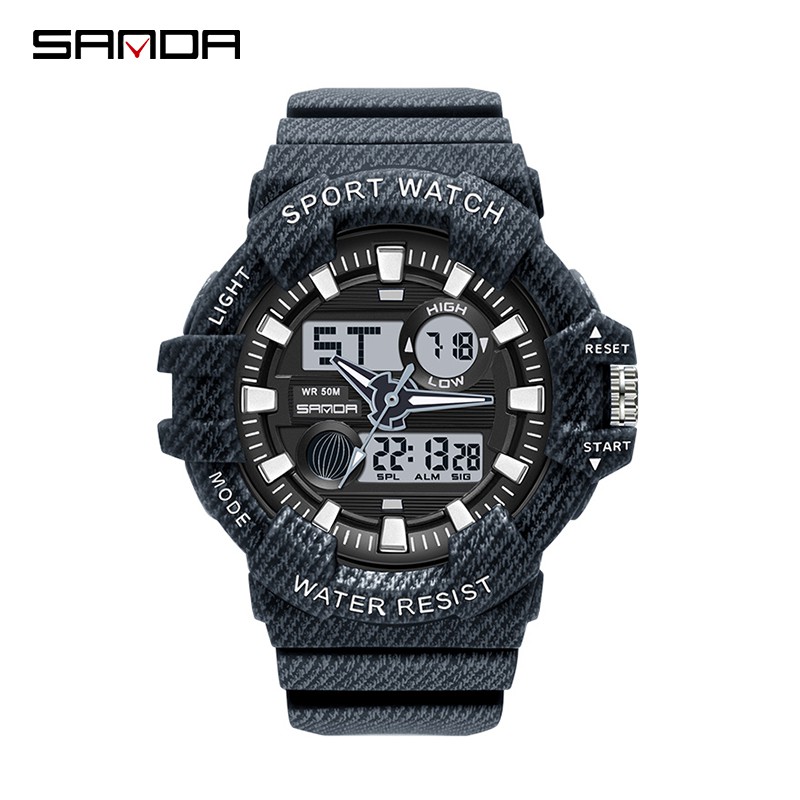 Jual SANDA 3038 Jam Tangan Pria Wanita Digital Analog Tali Rubber Anti Air | Shopee Indonesia