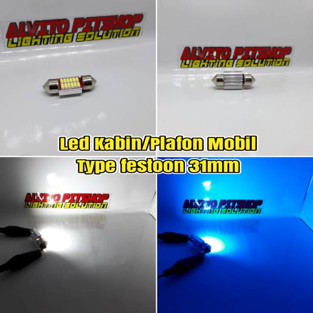 Jual Lampu Plafon Mobil, Lampu Kabin Mobil Led type festoon 12 mata ...