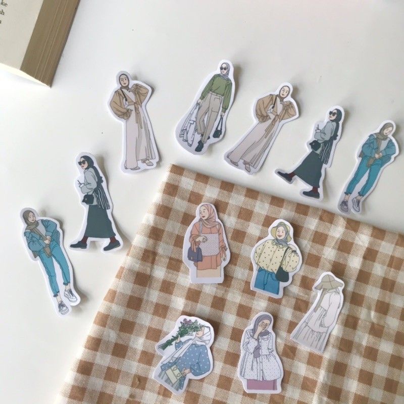 Jual 0Sticker/ stiker aesthetic edisi hijab untuk jurnal/ Hijab sticker ...