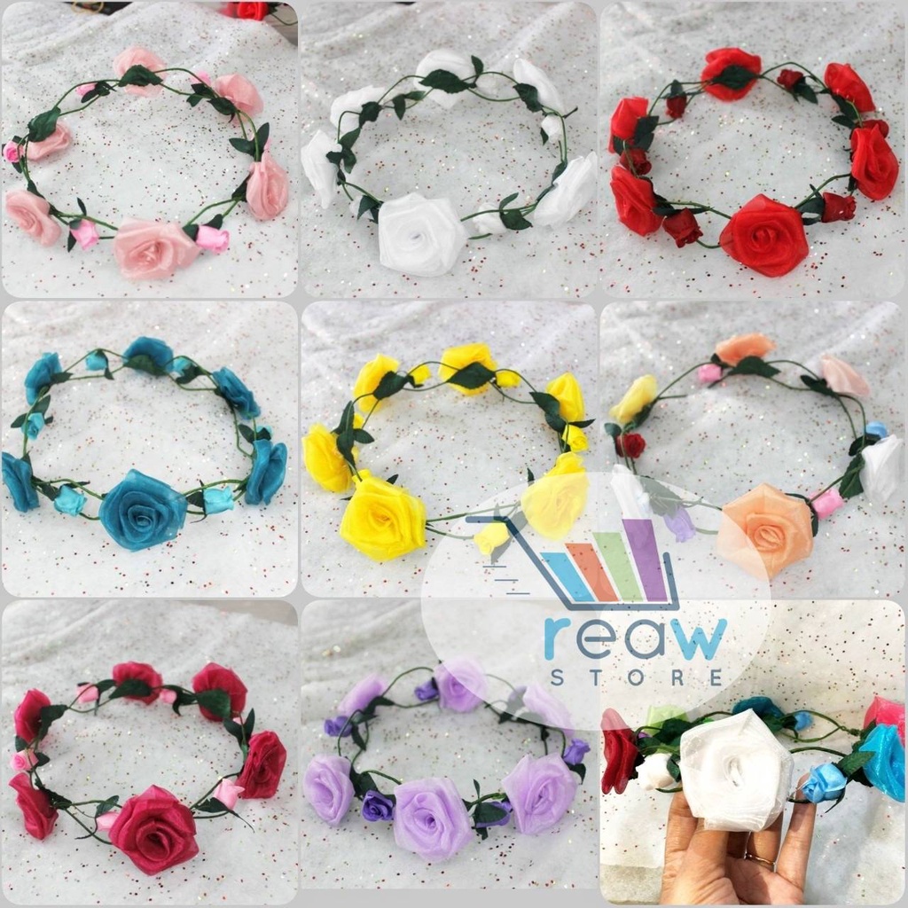 Jual Mahkota Bunga Flower Crown Bridal Shower Bunga Besar Aneka Warna ...