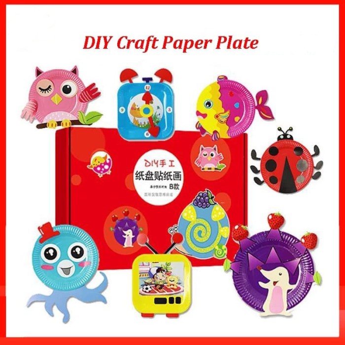Jual DIY CRAFT PAPER PLATE Mainan Edukasi Kertas Warna Tempel ...