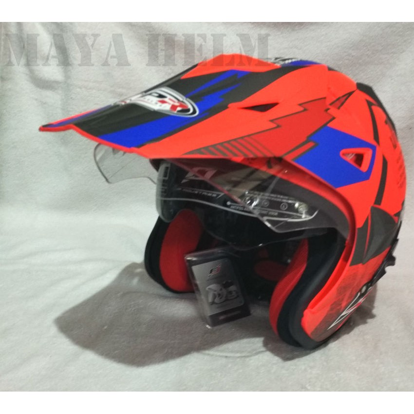 Jual Helm JPR Supermoto Lightning Fluo Red Doff | Shopee Indonesia
