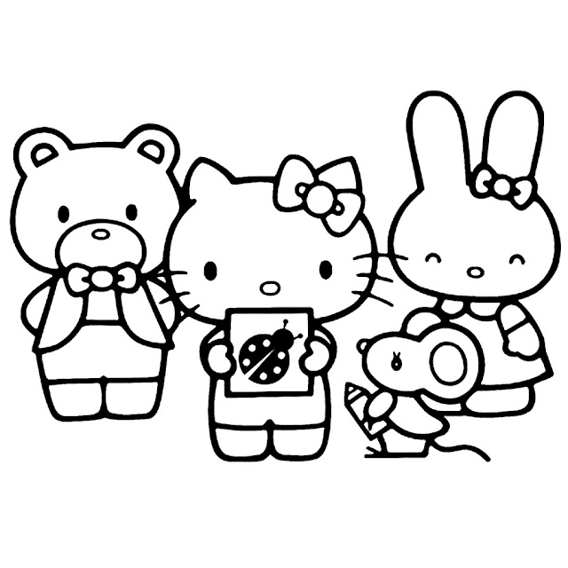 Jual Gambar Sketsa Mewarnai Tema Hello Kitty | Seketsa Lukis | Drawing ...