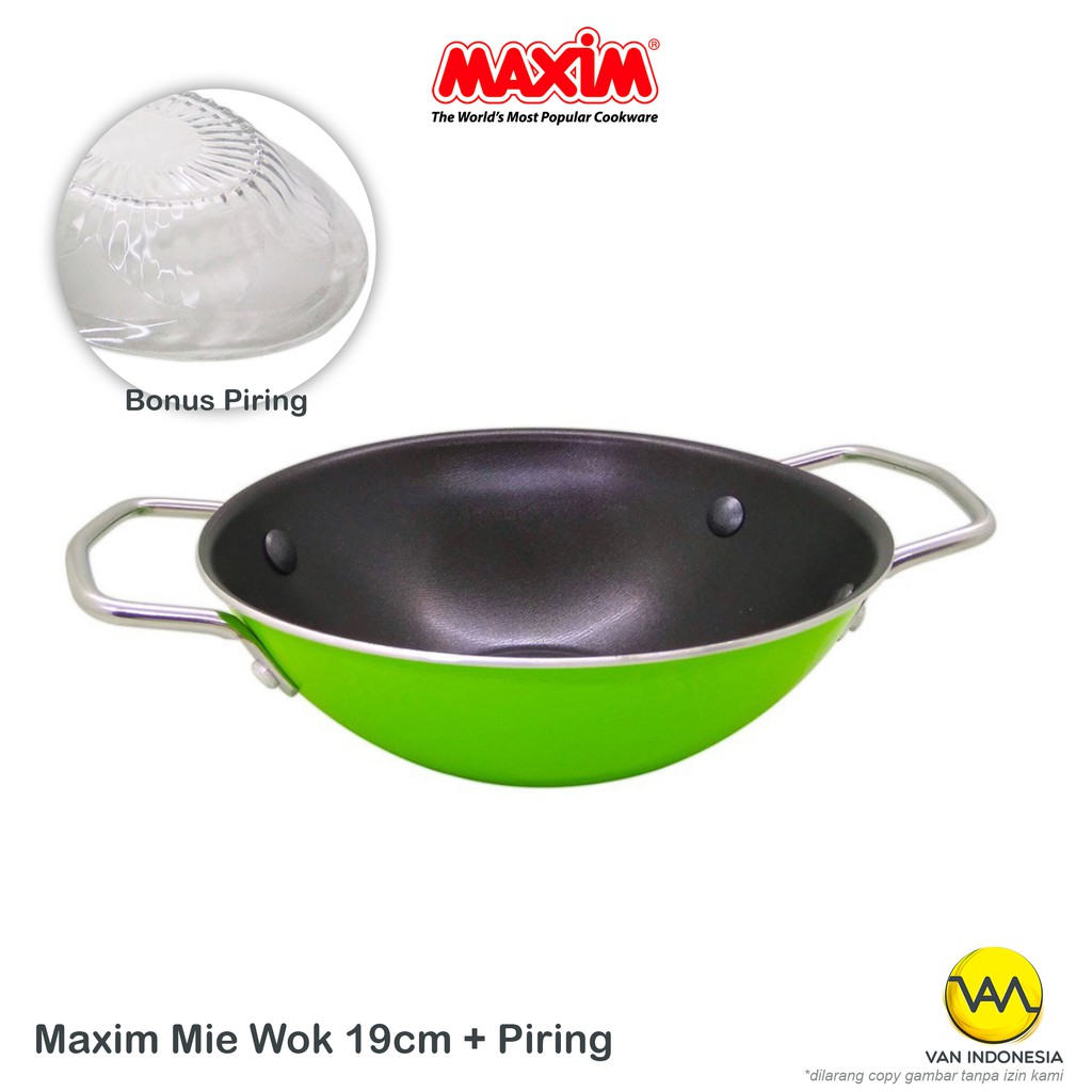 Jual Maxim New Halania 19 cm Open Mie Wok with 20 cm Plate | Shopee ...