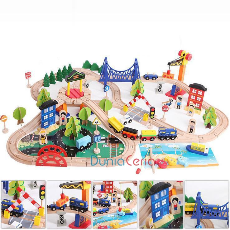 Jual Mainan Edukasi Anak / Edukatif Kayu Track Konstruksi Jalan Mobil ...