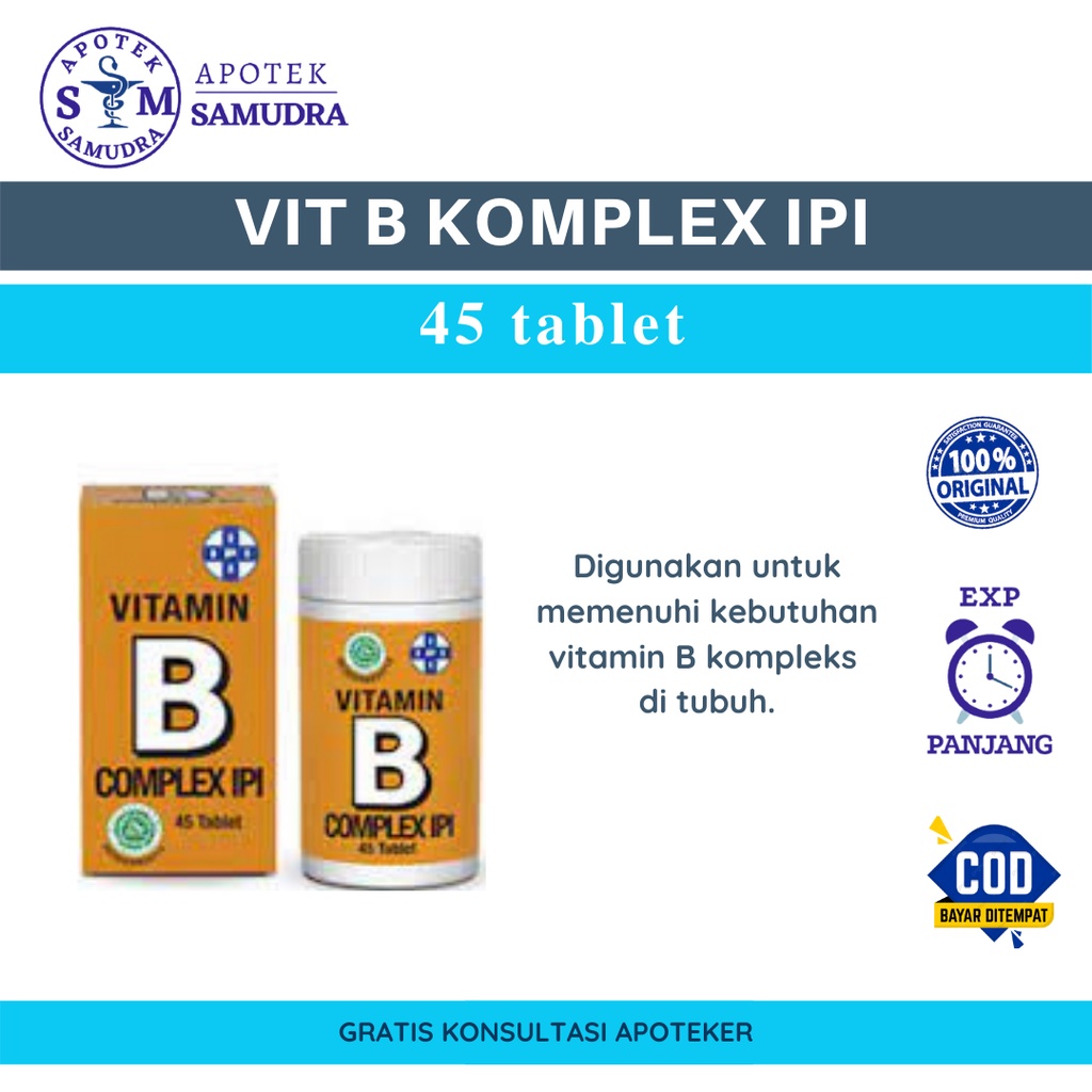 Jual VIT B KOMPLEX IPI 45 TABLET - vitamin B1 vitamin B2 vitamin B3 ...