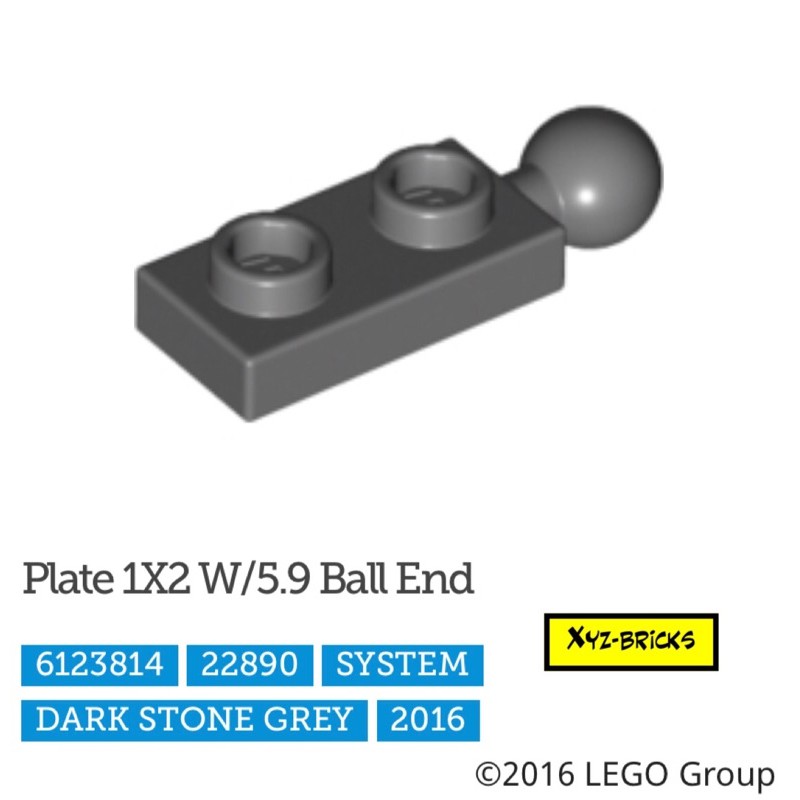 Jual LEGO PARTS 6123814 - Plate 1x2 with 5.9 Ball End DBG - Dark Bluish ...