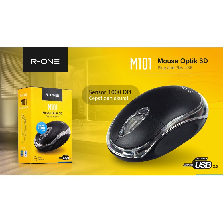 Jual MOUSE OPTIC 3D R-ONE M101 KABEL | Shopee Indonesia