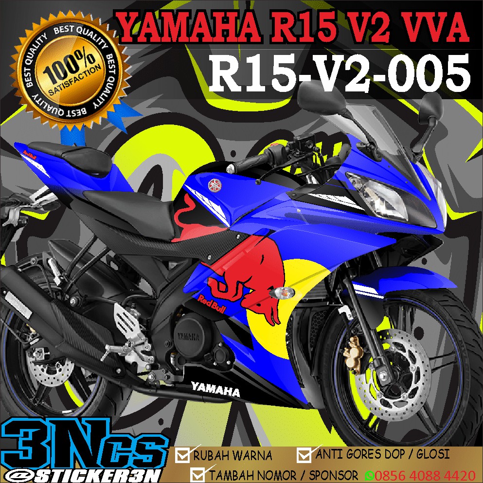 Jual Decal Yamaha R15 V2 Redbull Fullbodi, sticker variasi yamaha r15 ...