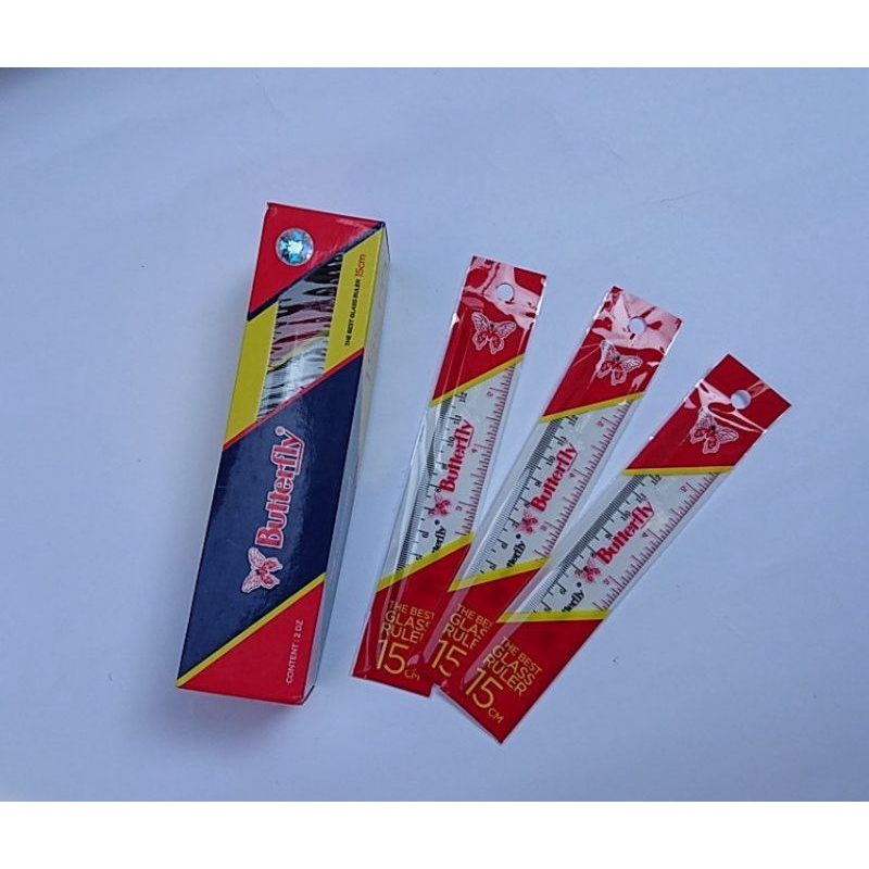 Jual Penggaris Plastik Kecil 15 cm Butterfly Bening Transparan | Shopee ...